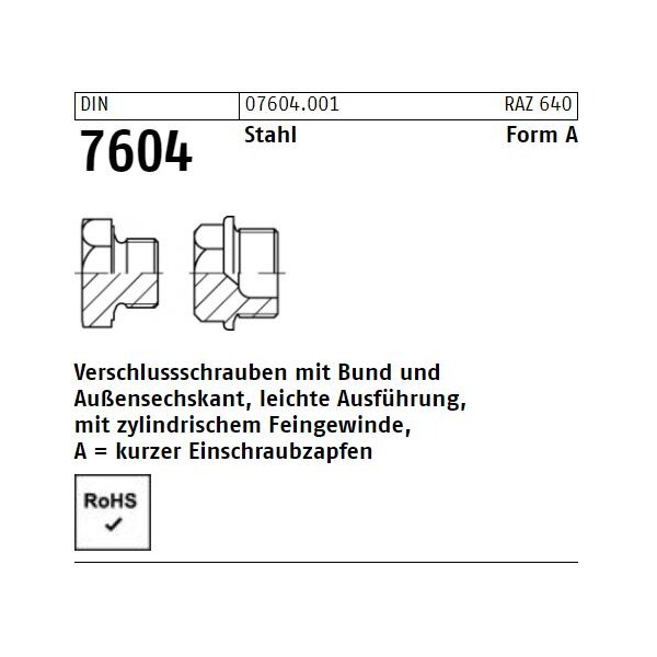 Verschlussschrauben nach verschiedenen Normen