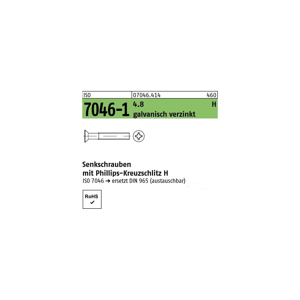 ISO 7046 Senkschrauben H Stahl 4.8 verzinkt, € 3,45