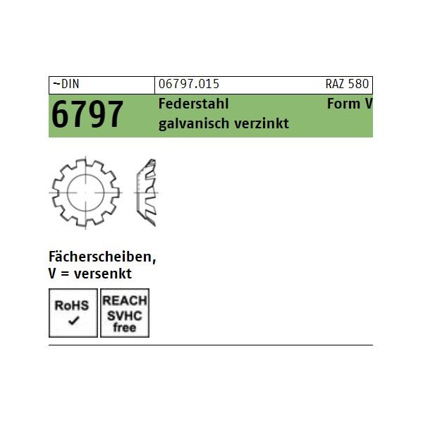 DIN 6797 Zahnscheiben Form V Federstahl verzinkt, € 8,09