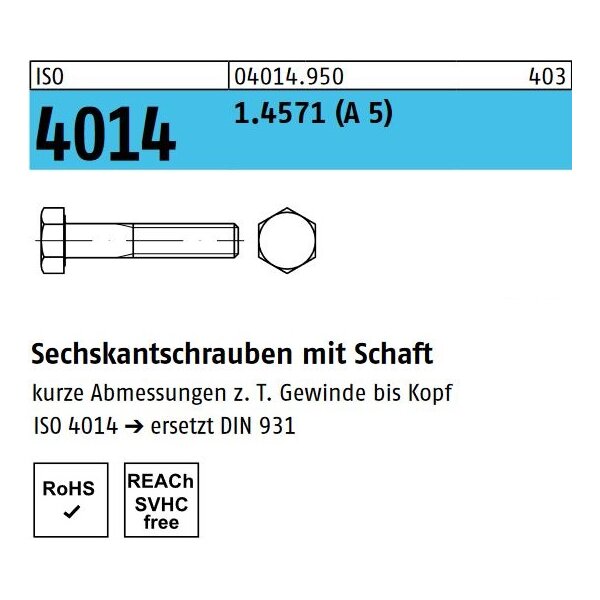ISO 4014 Sechskantschraube mit Schaft online kaufen