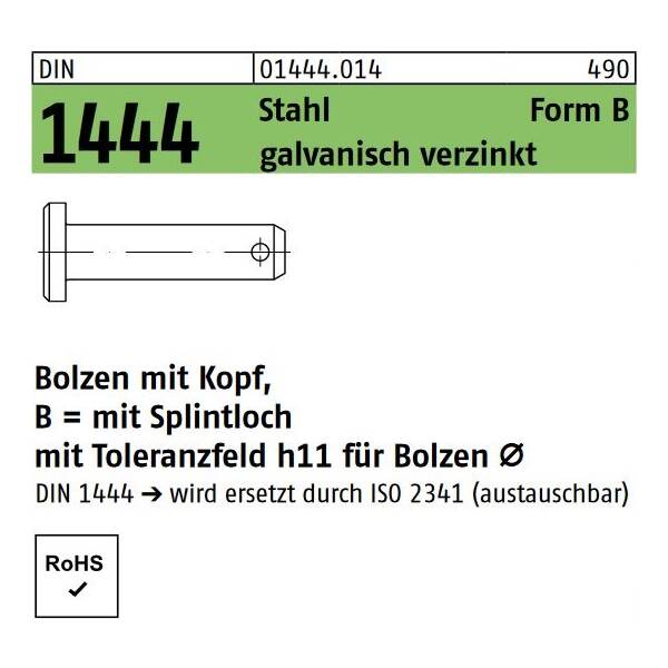 DIN 1444 Bolzen m. Splintloch - verzinkt - Form B, € 11,95