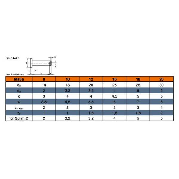 DIN 1444 Bolzen m. Splintloch - verzinkt - Form B, € 11,95