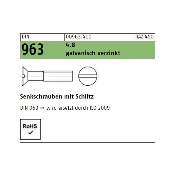 DIN 963 Senkkopfschrauben mit Schlitz online kaufen