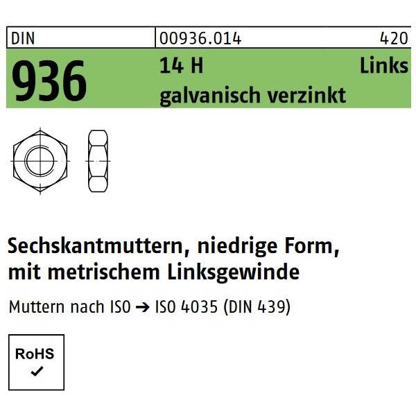 DIN 936 Sechskantmuttern, niedrige Form online kaufen