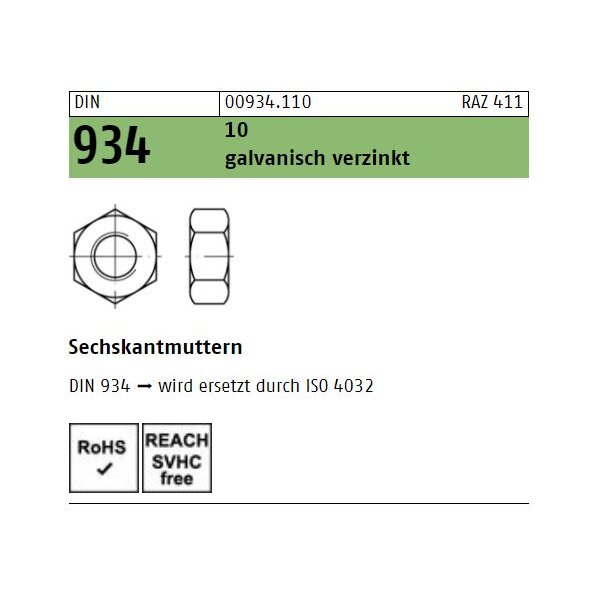 Muttern für Schrauben nach DIN und ISO Normen