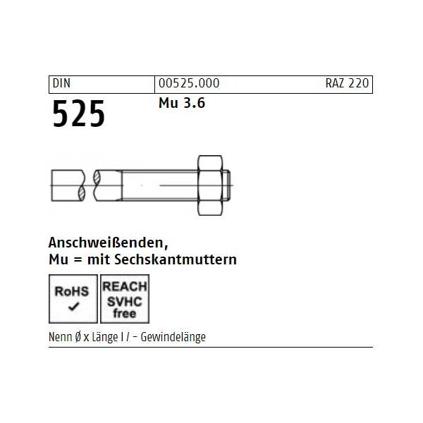 DIN 525 Anschweißende Mu Stahl 3.6, € 16,59