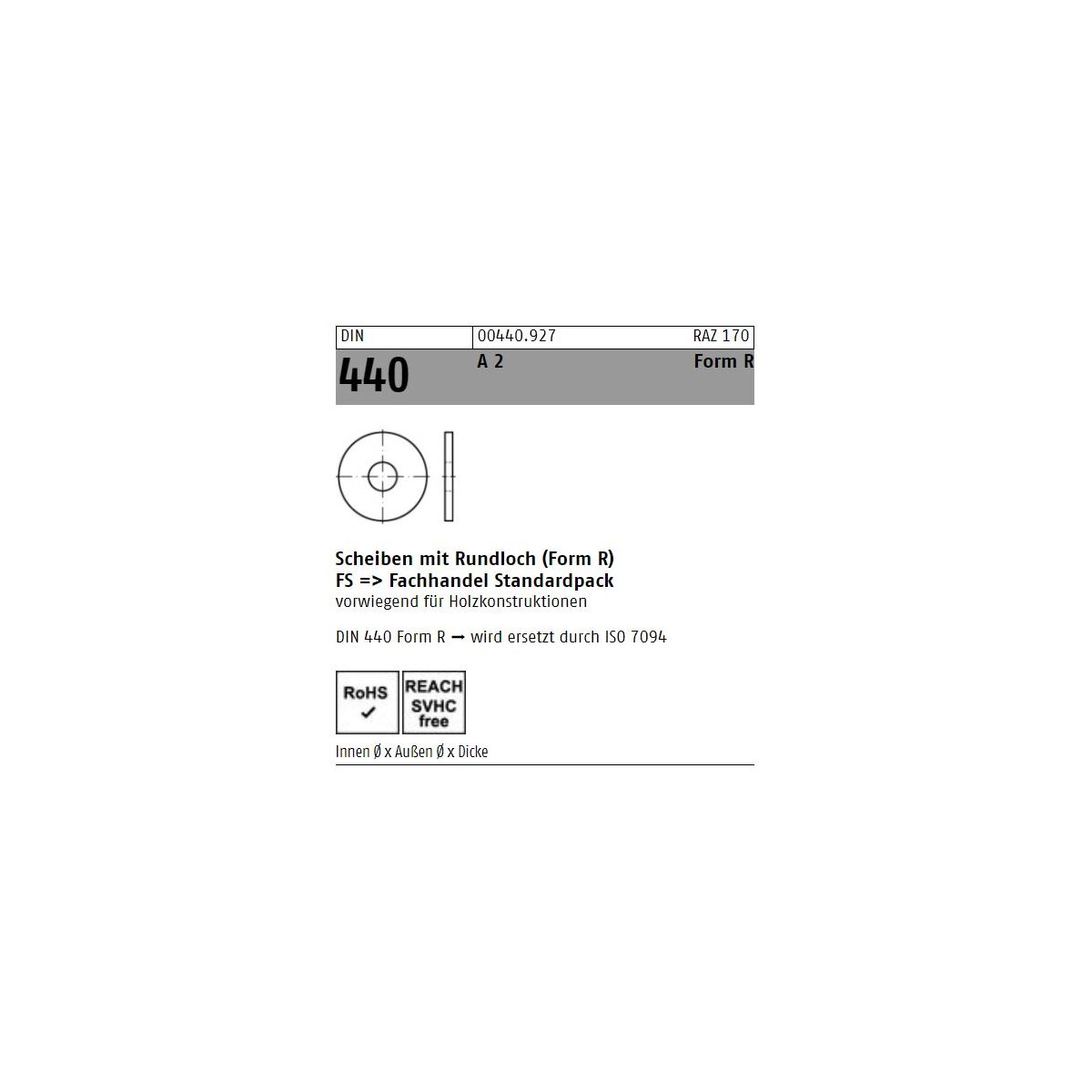 DIN 440 Bauscheiben - A2 - Form R, € 3,31