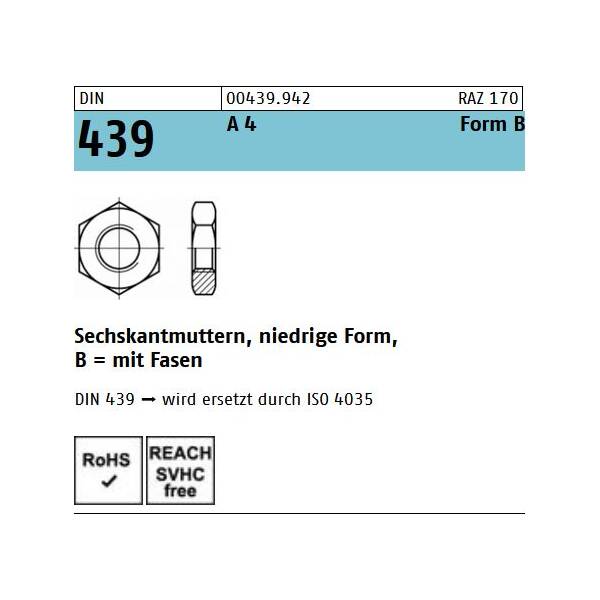 Muttern für Schrauben nach DIN und ISO Normen