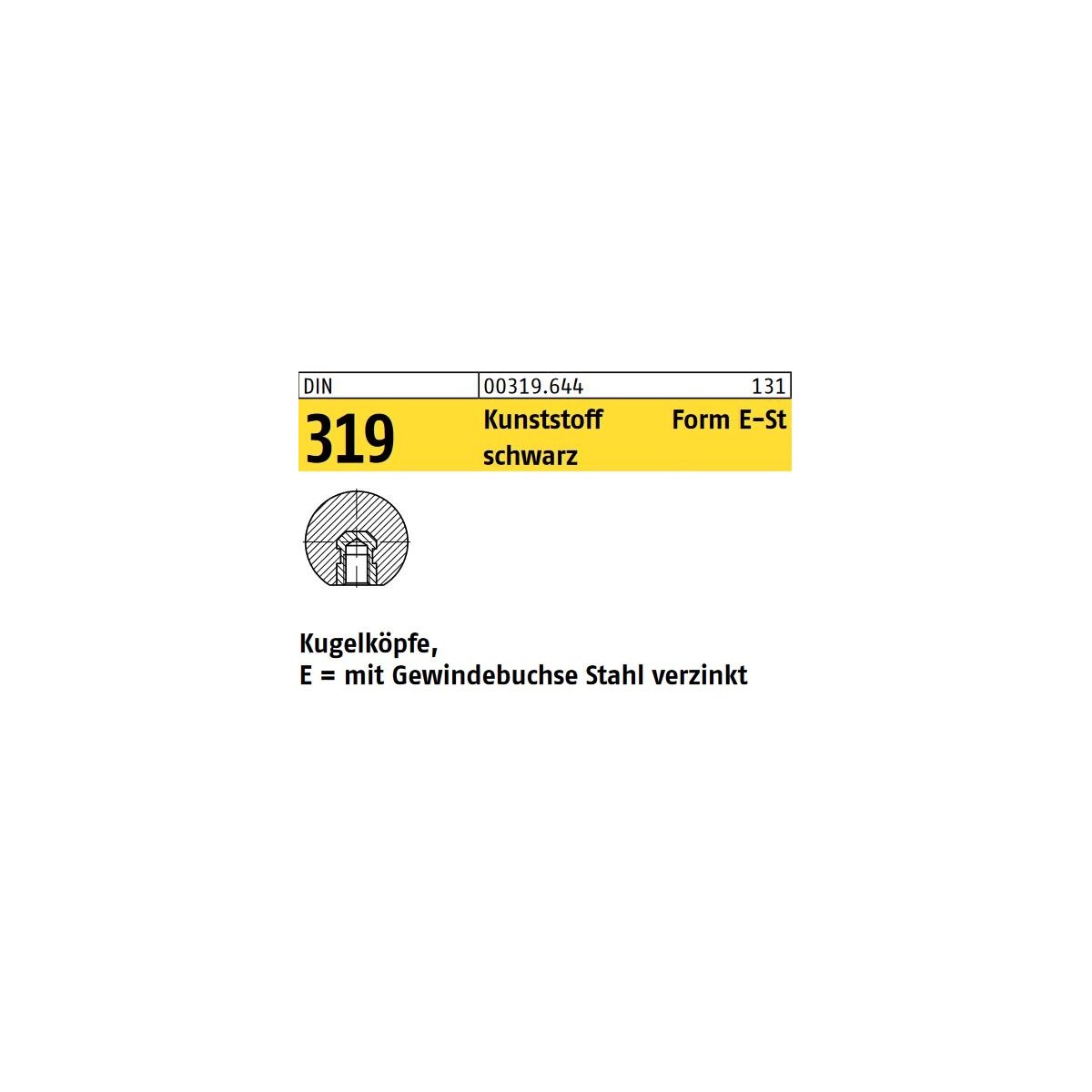 DIN 319 Kugelgriff Form E Kunststoff schwarz, € 17,83
