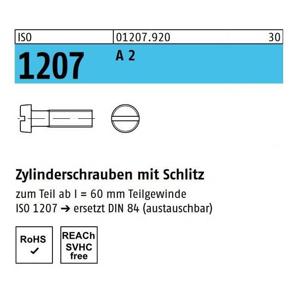 ISO 1207 Zylinderschrauben SZ Edelstahl A2, € 135,41