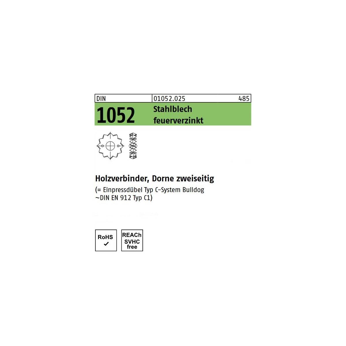 DIN 1052 C Holzverbinder System Bulldog Form C Stahl feuerverzink, € 289,29