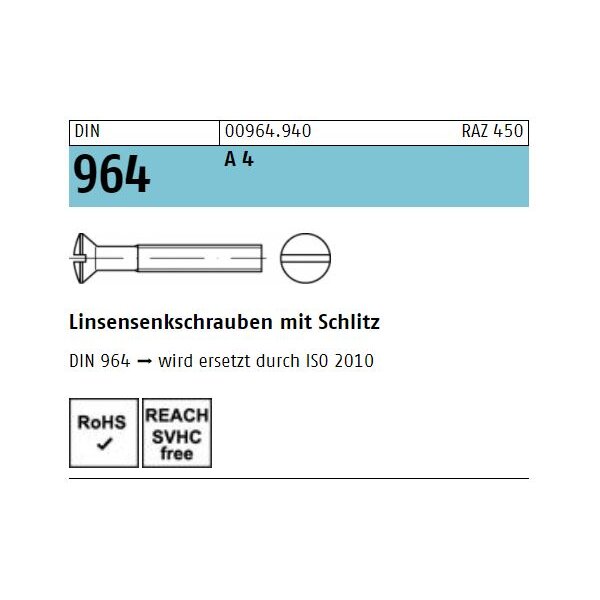 DIN 964 Linsensenkschraube mit Schlitz online kaufen