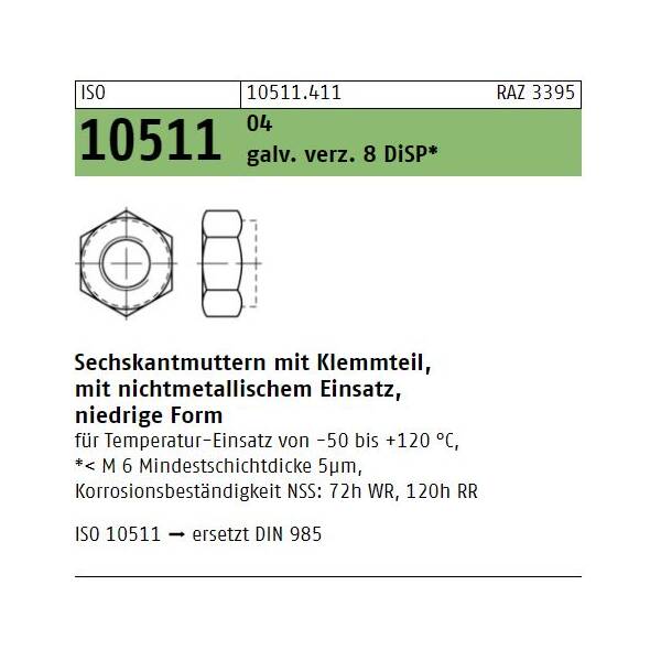ISO 10511 Sechskantmutter mit Polyamidklemmteil