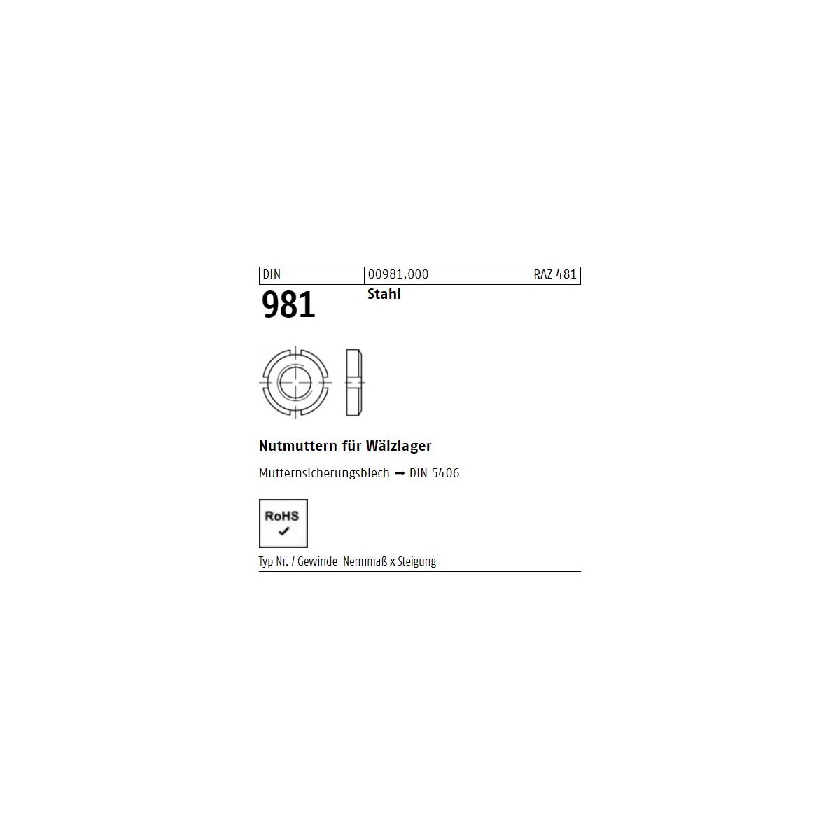 DIN 981 Nutmuttern Stahl 14H M15x1, Feingewinde 10St., € 64,54
