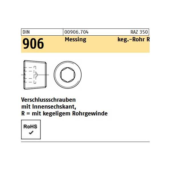 DIN 906 Messing keg.-Rohr R Verschlussschrauben mit Innensechskan, € 146,09