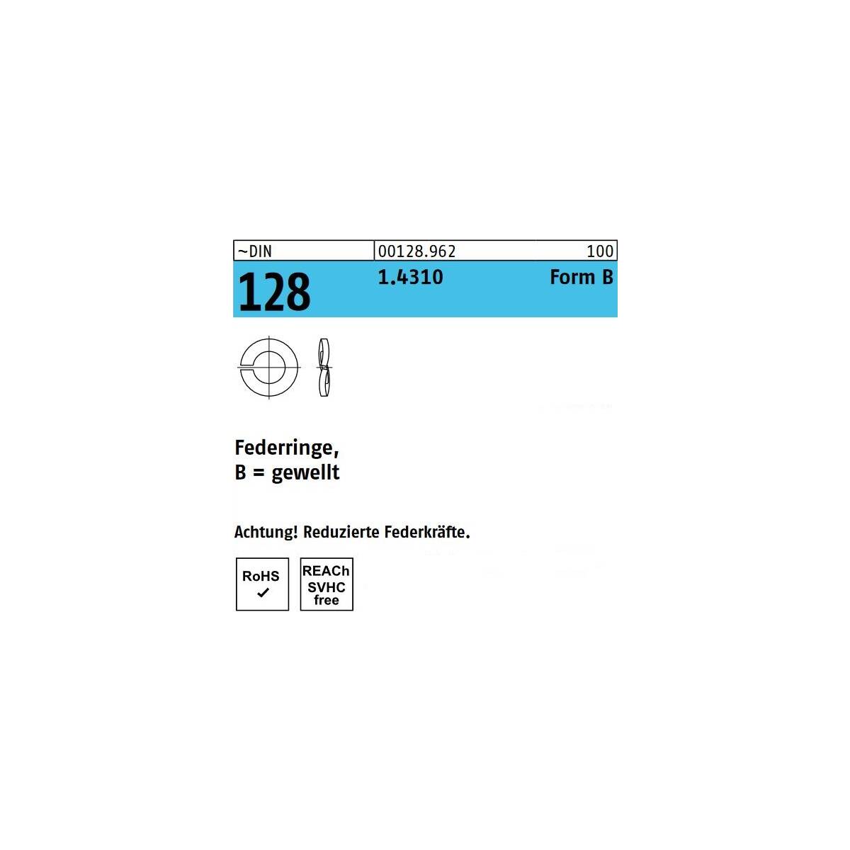 DIN 128 Federring - Form B - gewellt - Edelstahl A2 - M5 - 1000 S, € 40,06