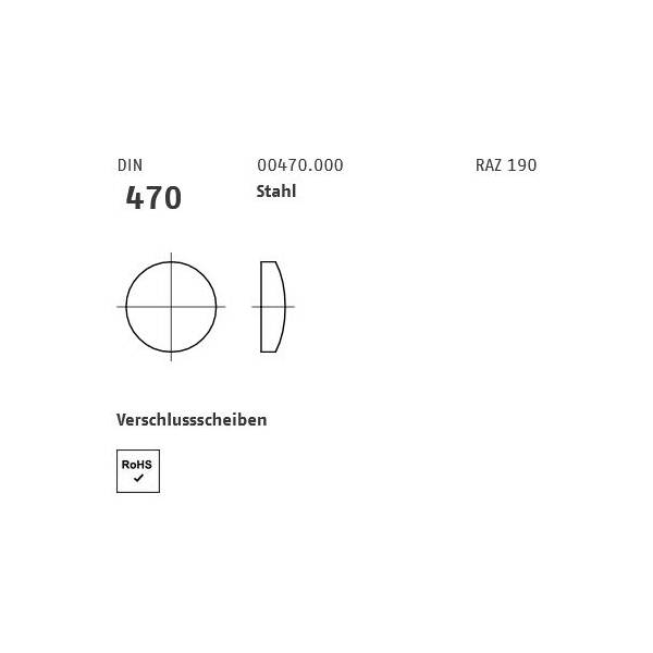 DIN 470 Verschlussscheiben Stahl 38mm 50St., € 21,28