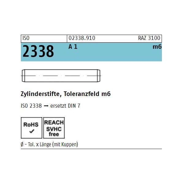 ISO 2338 1.4305 6 m6 x 16 rostfrei A 1 -- 200 Stück, € 32,69