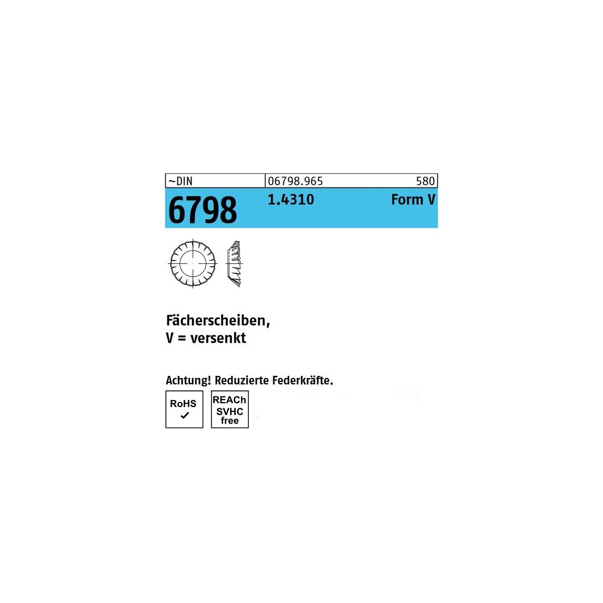 DIN 6798 Fächerscheiben Form V Edelstahl A2 4,3mm 1000St., € 20,35