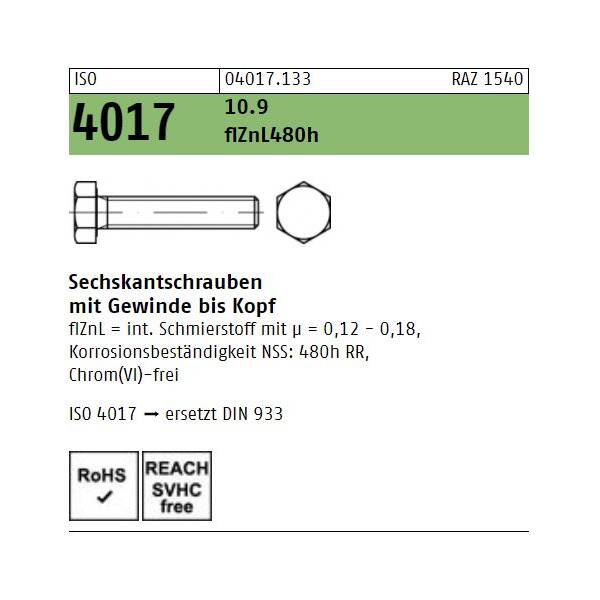 ISO 4017 Sechskantschraube mit Gewinde bis Kopf