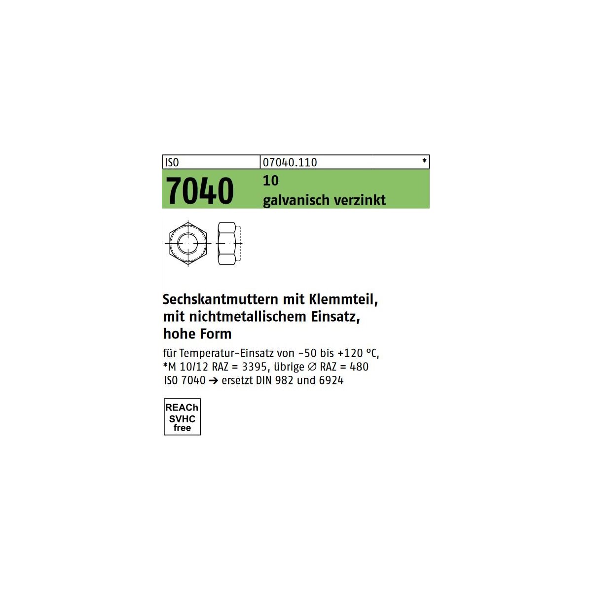 ISO 7040 Sicherungsmutter - verzinkt 10, € 58,10