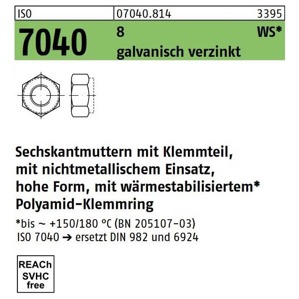 ISO 7040 Sechskantmutter mit Polyamidklemmteil