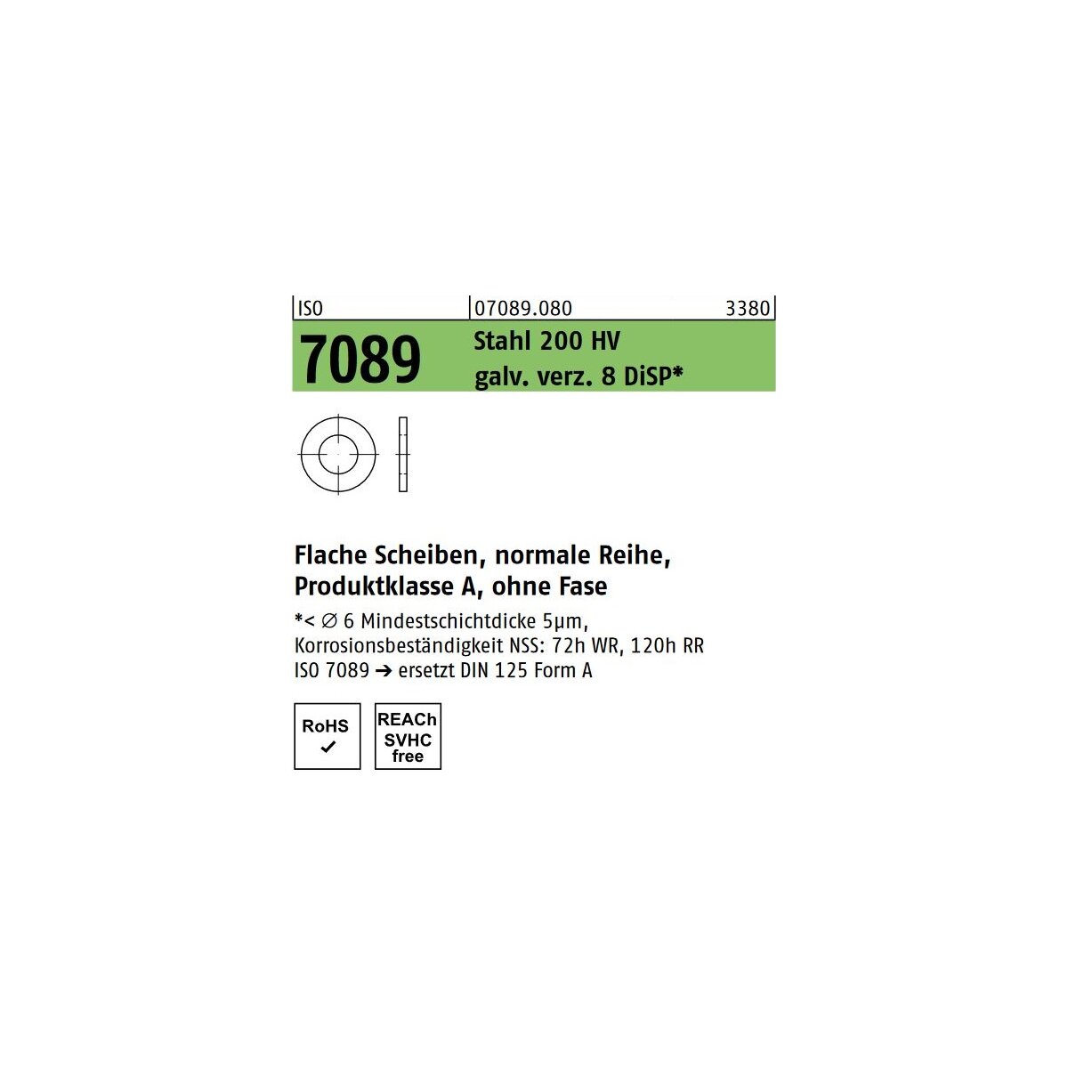 ISO 7089 flache Scheiben Stahl 200HV verzinkt, Dickschicht passiv, € 7,48