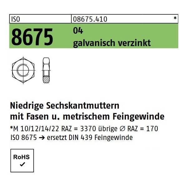 ISO 8675 6KT-Muttern Stahl 04 verzinkt, Feingewinde, € 2,64