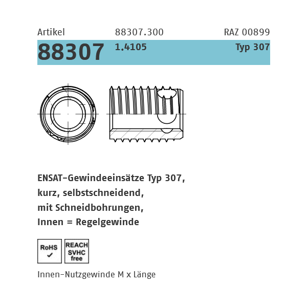 ISO 2338 1.4305 16 m6 x 36 rostfrei A 1, 40,15