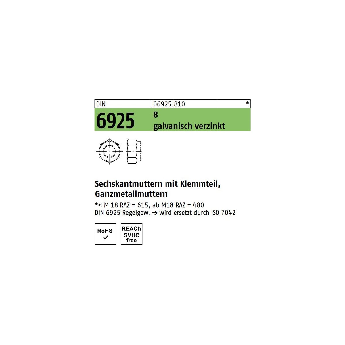 DIN 6925 Sicherungsmuttern Stahl 8 verzinkt M4 100St., € 10,95