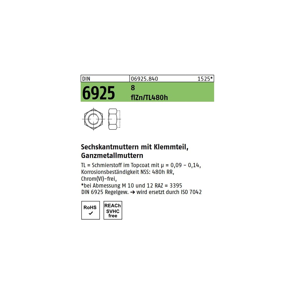 DIN 6925 Sicherungsmutter - Zinklamelle 8 - M16 - 100 Stück, € 51,18
