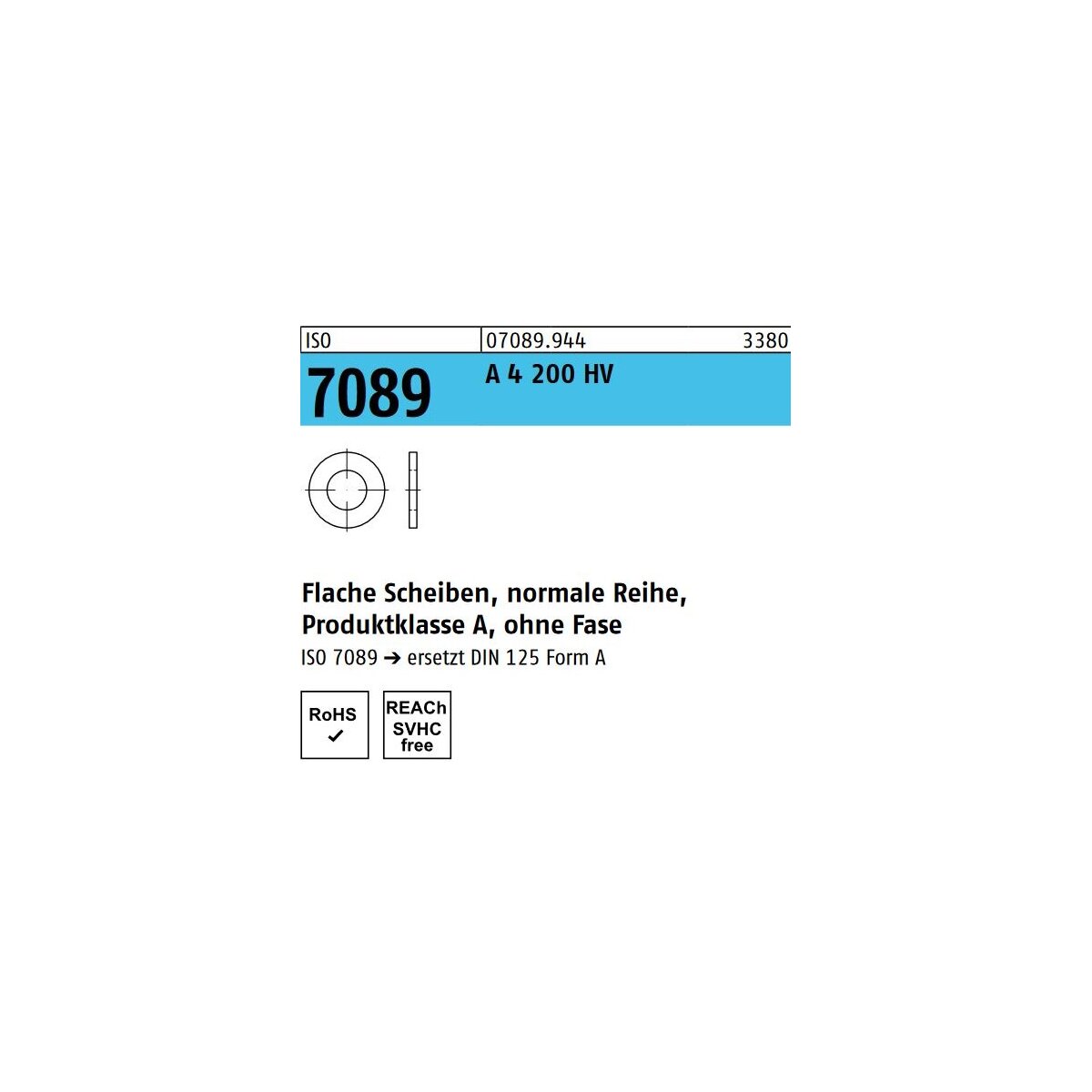 ISO 7089 flache Scheiben Edelstahl A4 200HV 6mm 1000St., € 25,32