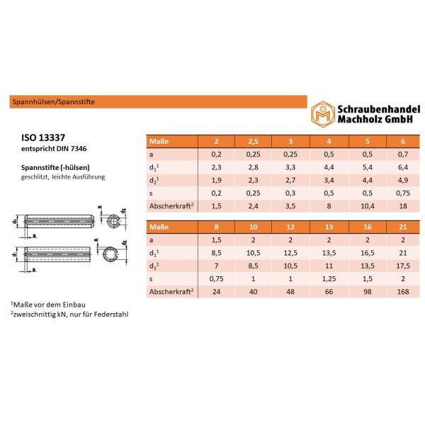 ISO 13337 Spannstifte, leichte Ausführung online kaufen