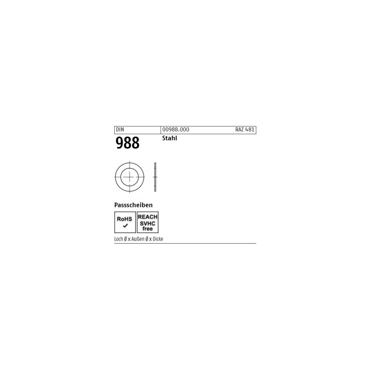 DIN 988 Passscheibe - Stahl - 42x52x2 - 100 Stück, € 21,78