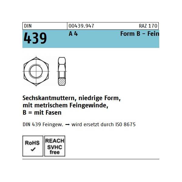 DIN 439 Sechskantmutter, niedrige Form, mit Fase online kaufen
