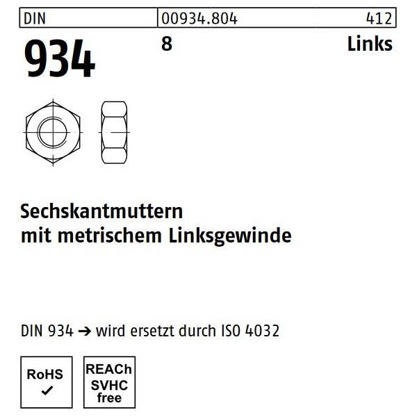 DIN 934 Sechskantmutter online kaufen