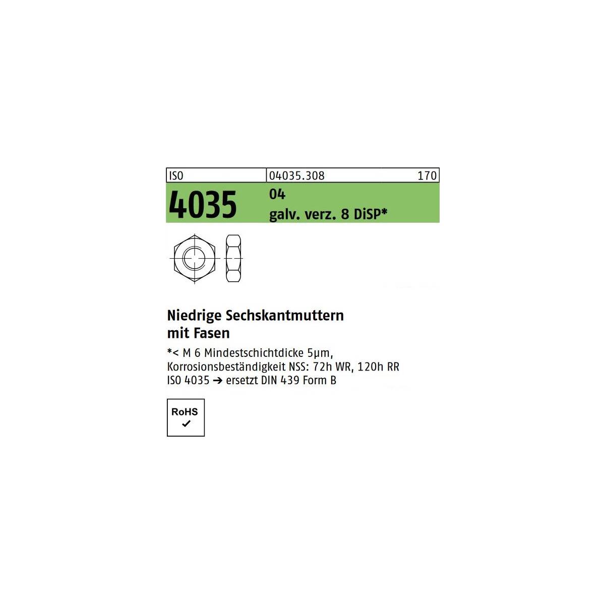 ISO 4035 Sechskantmuttern - verzinkt 04 - DiSP - Form B, € 4,68