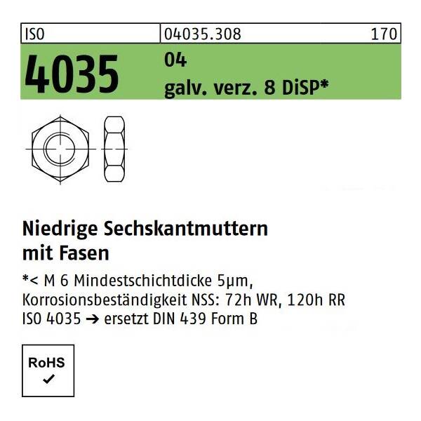 ISO 4035 Sechskantmutter niedrige Form mit Fase online kaufen