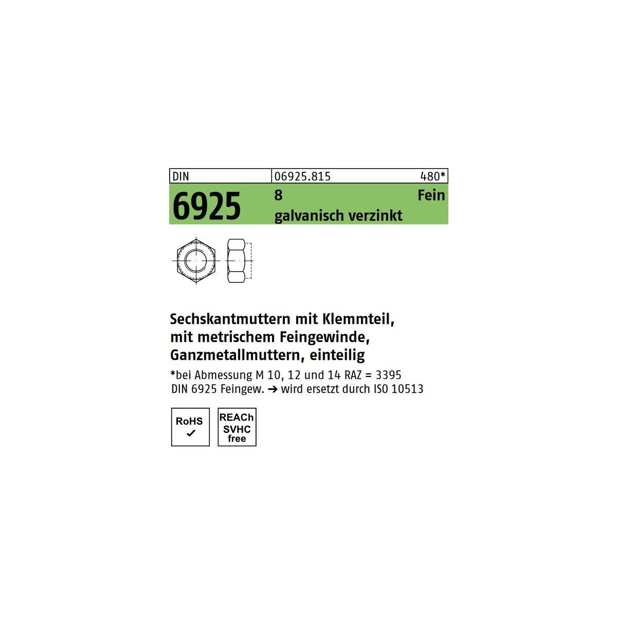 DIN 6925 Sicherungsmuttern - verzinkt 8 - Feingewinde, € 5,82