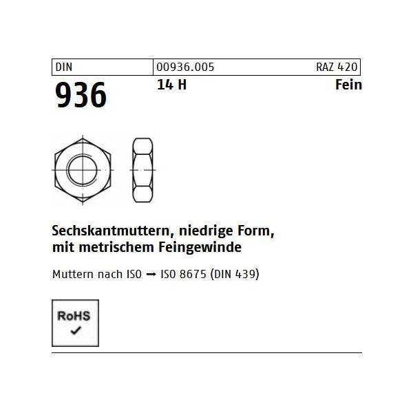 DIN 936 Sechskantmuttern, niedrige Form online kaufen