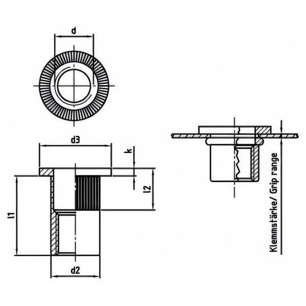 Einnietmuttern • Nieten, Nägel und Stifte