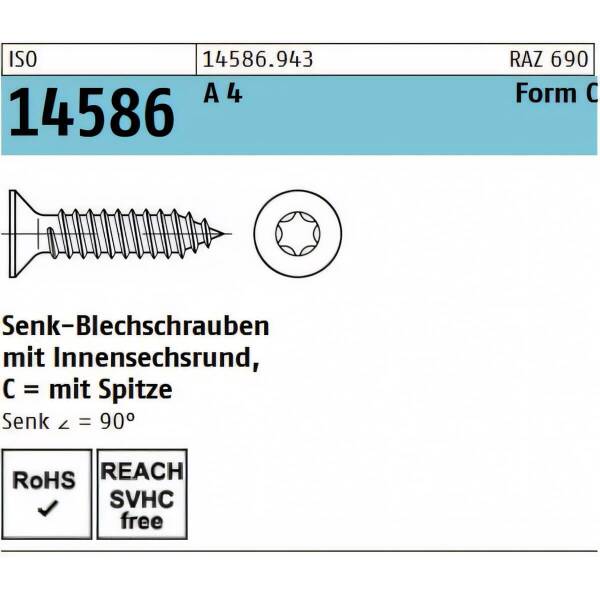 ISO 14586 Senk-Blechschraube mit Torx online kaufen
