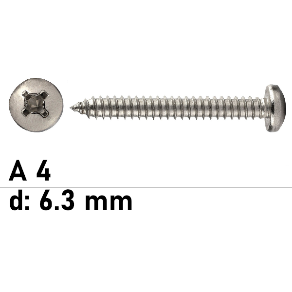 ISO 7049 Linsenkopf - Blechschrauben A4 - PH - C - Ø 6.3 mm, € 25,66